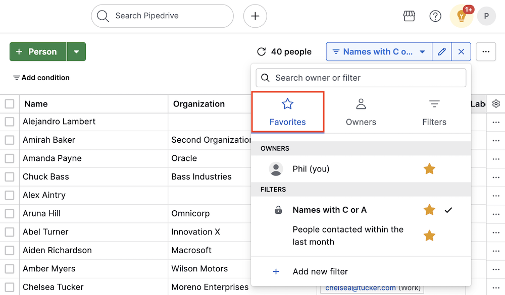 Advanced filtering - Knowledge Base | Pipedrive